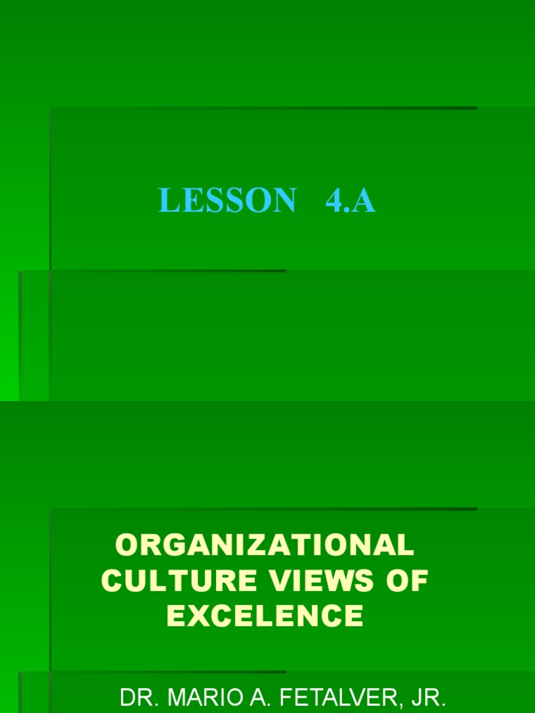 LESSON 4a. ORGANIZATIONAL CULTURE | PDF | Organizational Culture | Teachers