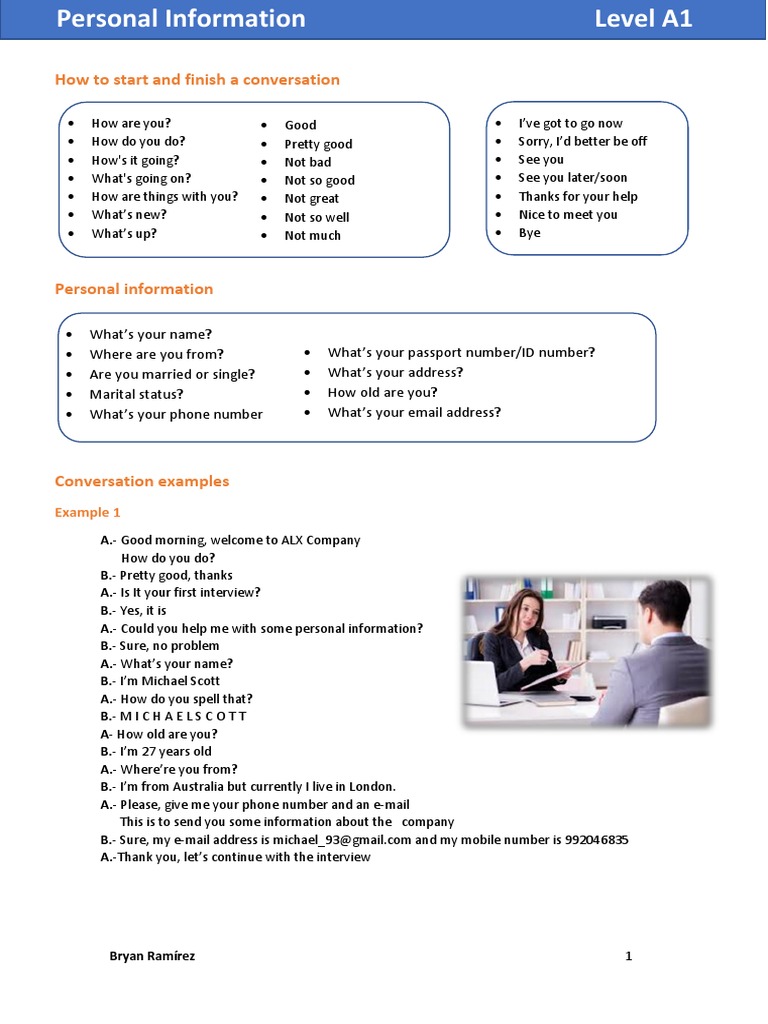 How To Start and Finish A Conversation: Example 1 | PDF