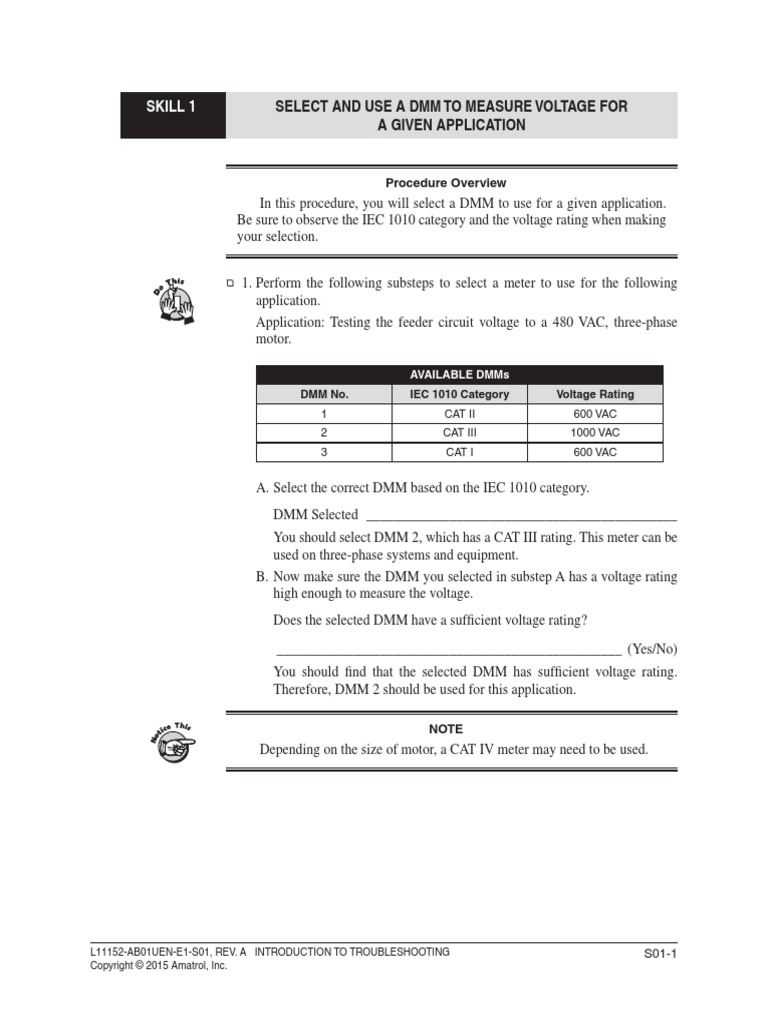 Skill 1: Select and Use A DMM To Measure Voltage For A Given ...