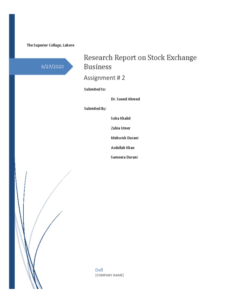Research Report On Stock Exchange Business: Assignment # 2 | PDF ...