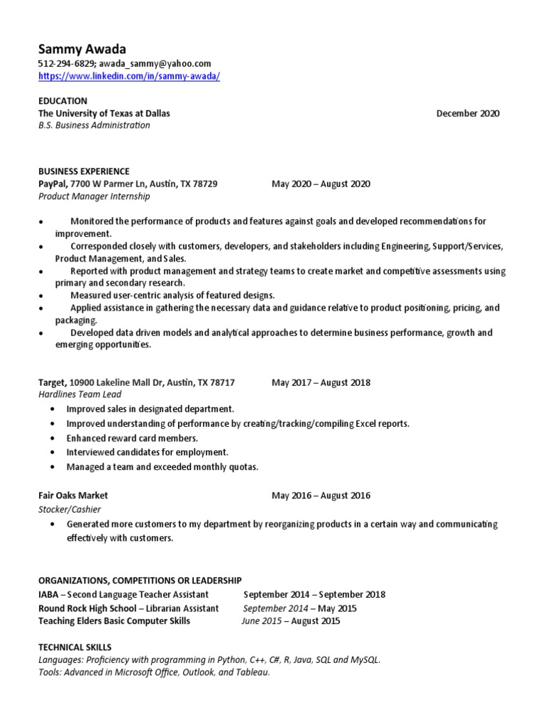 School Format Resume | PDF