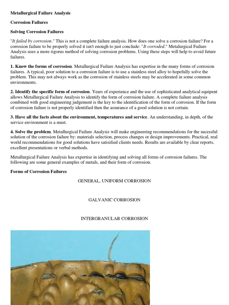 Corrosion Failure Analysis Techniques | PDF | Corrosion | Stainless Steel
