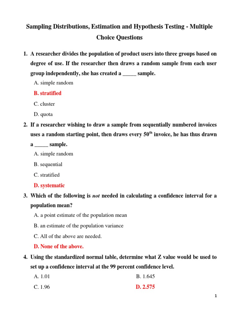 Sampling Distributions, Estimation and Hypothesis Testing - Multiple ...