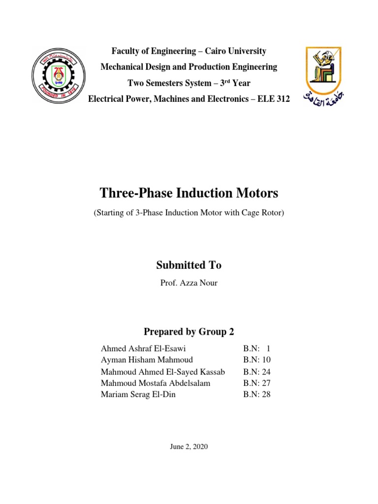 Starting Three-Phase Induction Motors (Report) | PDF | Electric Motor ...