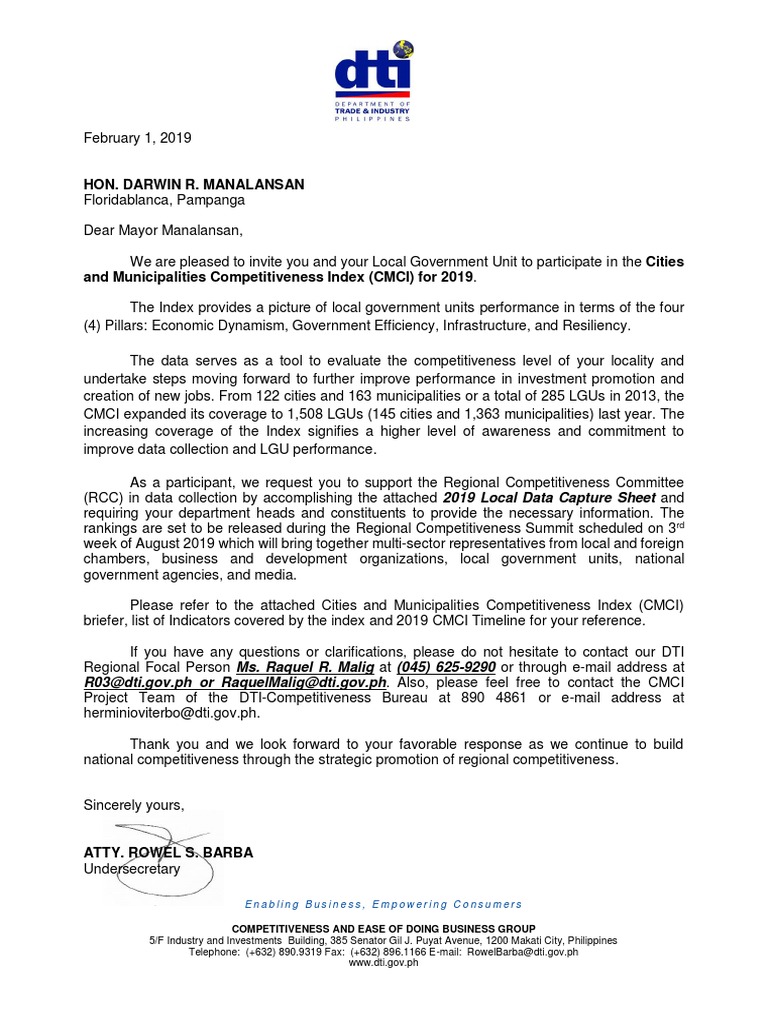 2019 CMCI Letter To Floridablanca, Pampanga | PDF | Policy | Government
