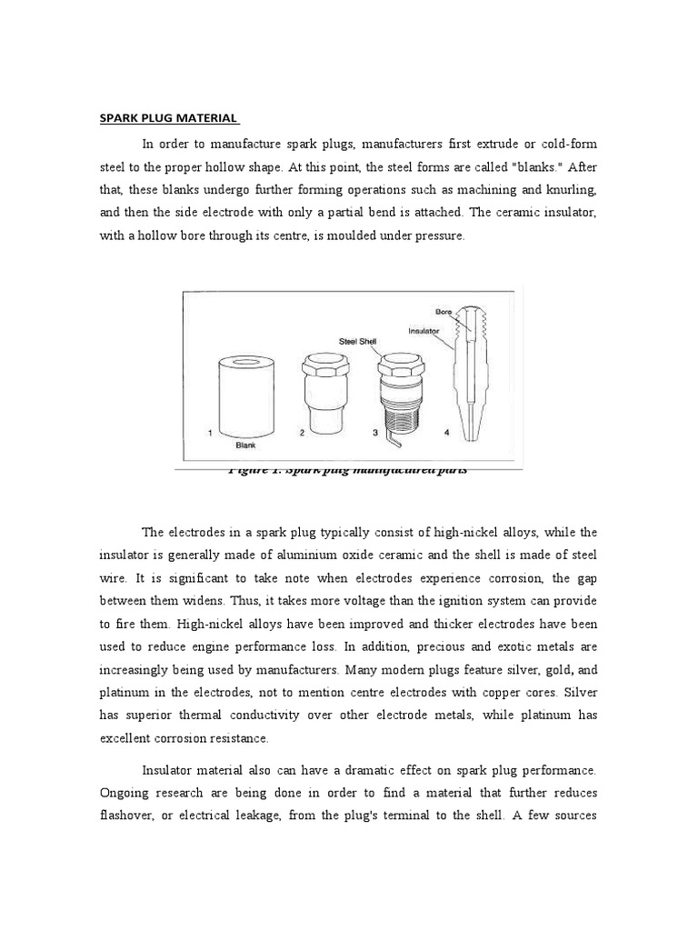 Spark Plug Material and Manufacturing Process | PDF | Platinum | Metals
