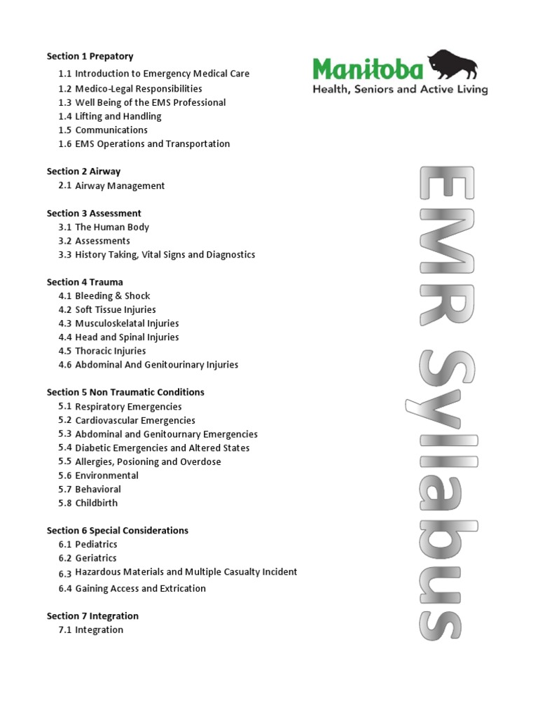 Emr Syllabus | PDF | Shock (Circulatory) | Emergency Medical Services