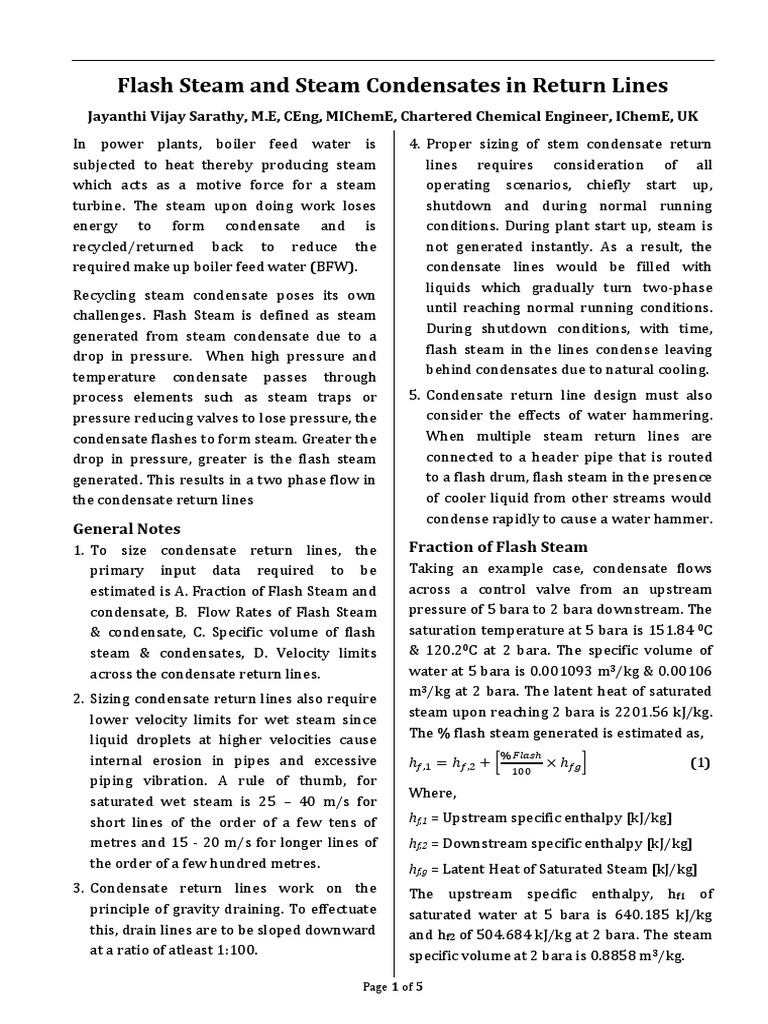 PDF Steam Condensate Return Lines | PDF | Reynolds Number | Steam