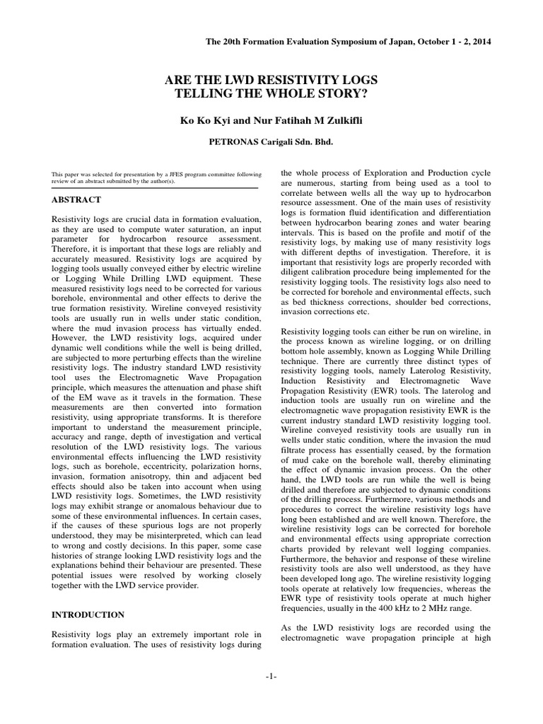 Logging While Drilling Resistivity Logs | PDF | Applied And ...