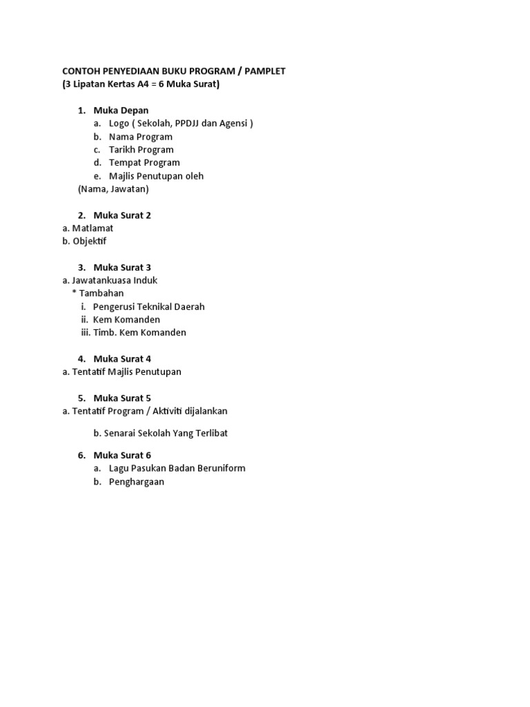 Contoh Format Buku Program | PDF