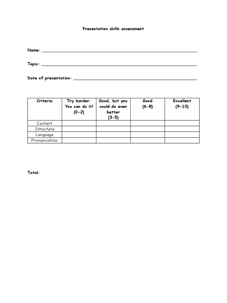 Presentation Skills Assessment | PDF