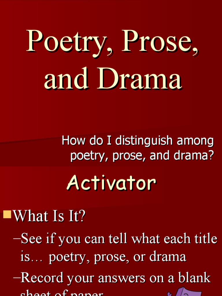 Poetry Prose Drama | PDF | Poetry | Writing