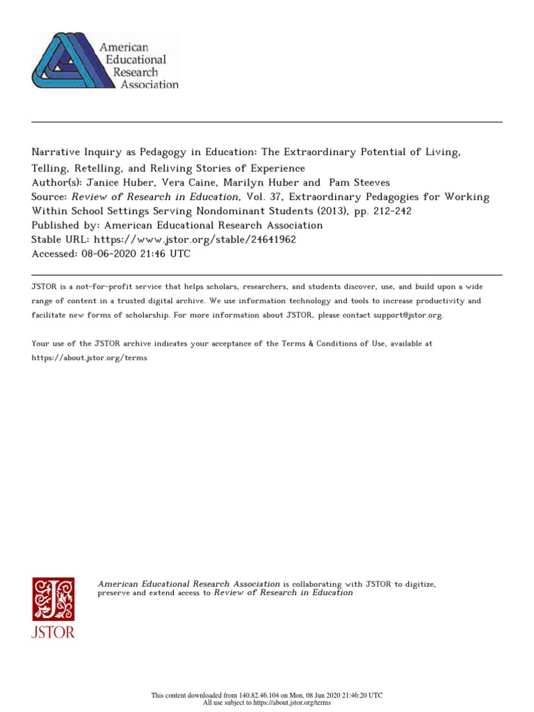 ARTICLE - Narrative Inquiry As Pedagogy in Education - The ...