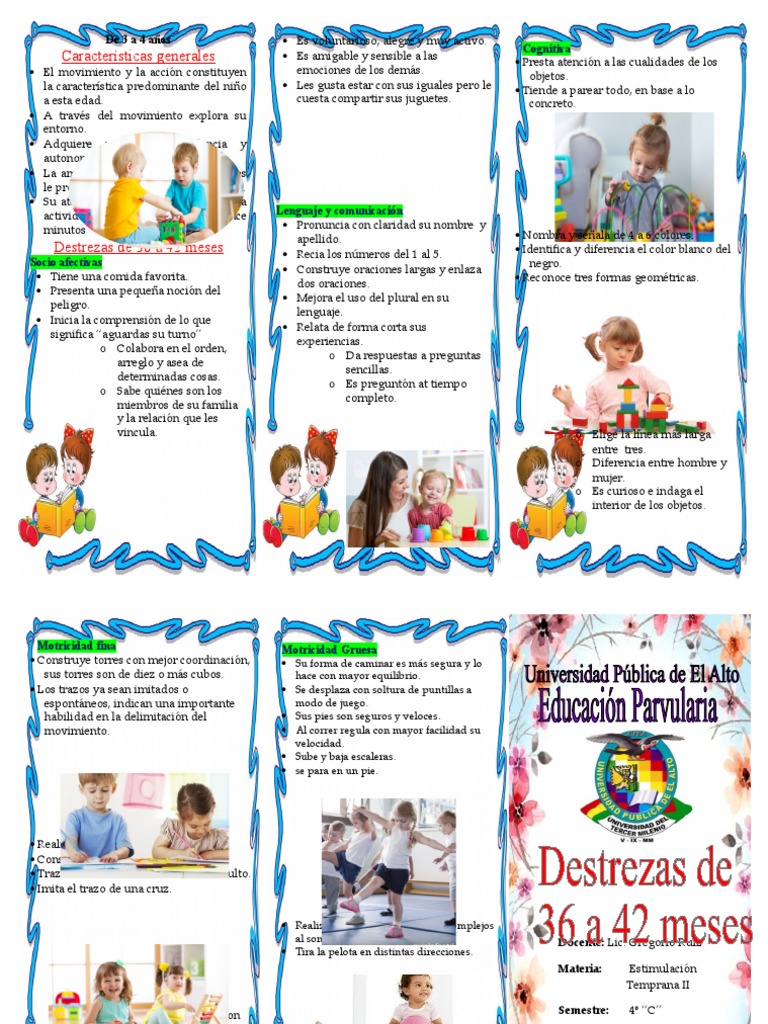 Triptico Estimulacion Temprana | PDF | Evaluación neuropsicológica | Conceptos psicologicos