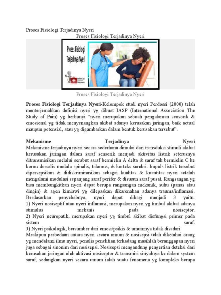 Proses Fisiologi Terjadinya Nyeri | PDF