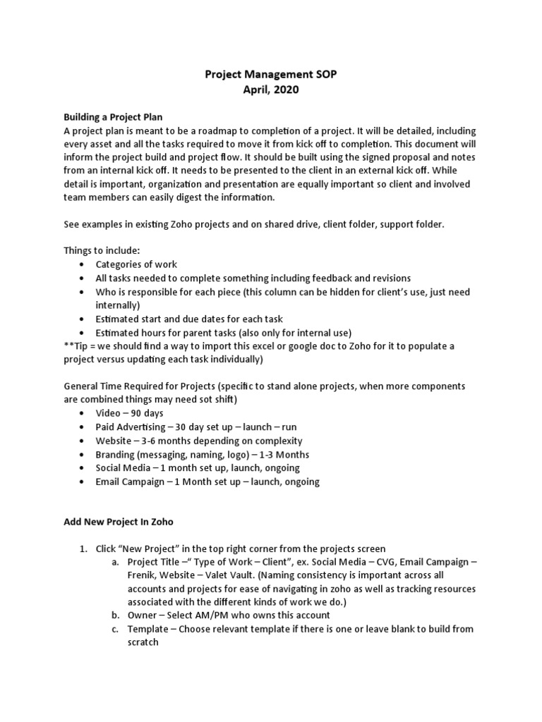Project Management SOP Guide | PDF | Social Media | Popular Culture ...