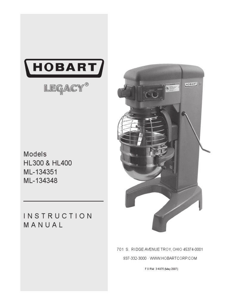 Models HL300 & HL400 ML-134351 ML-134348: 701 S. RIDGE AVENUE TROY ...