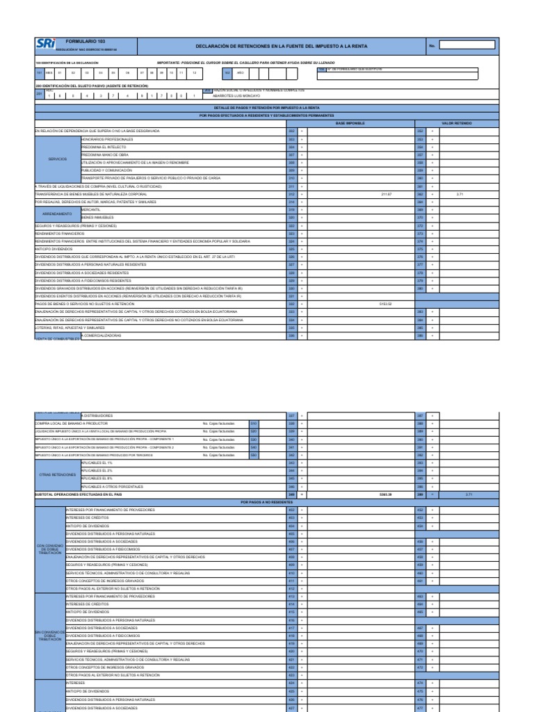 Formulario 103 | PDF | Impuestos | Finanza pública