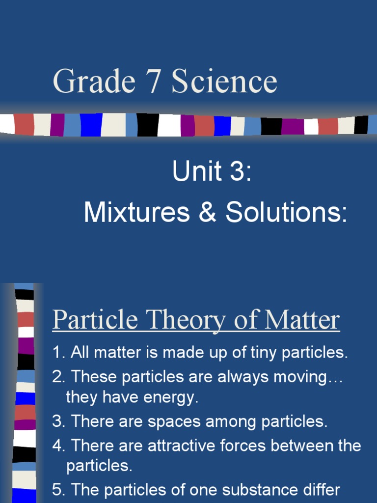 7 Unit 3 Intro To Unit CH 7 | PDF | Mixture | Solution