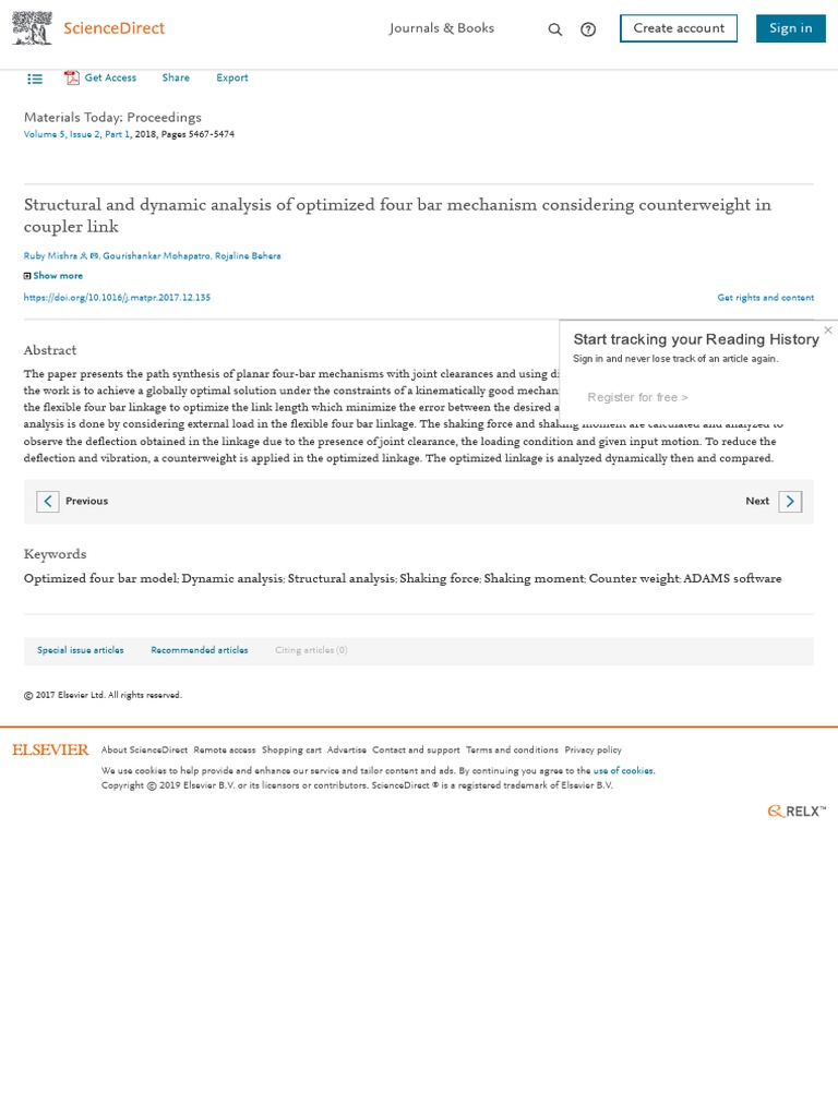 Structural and Dynamic Analysis of Optimized Four Bar Mechanism ...