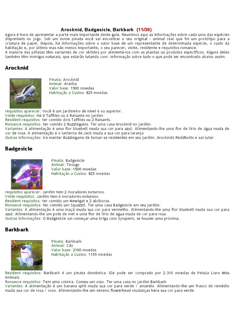 Guia de Espécies de Viva Piñata | PDF | Cor | Sistema visual