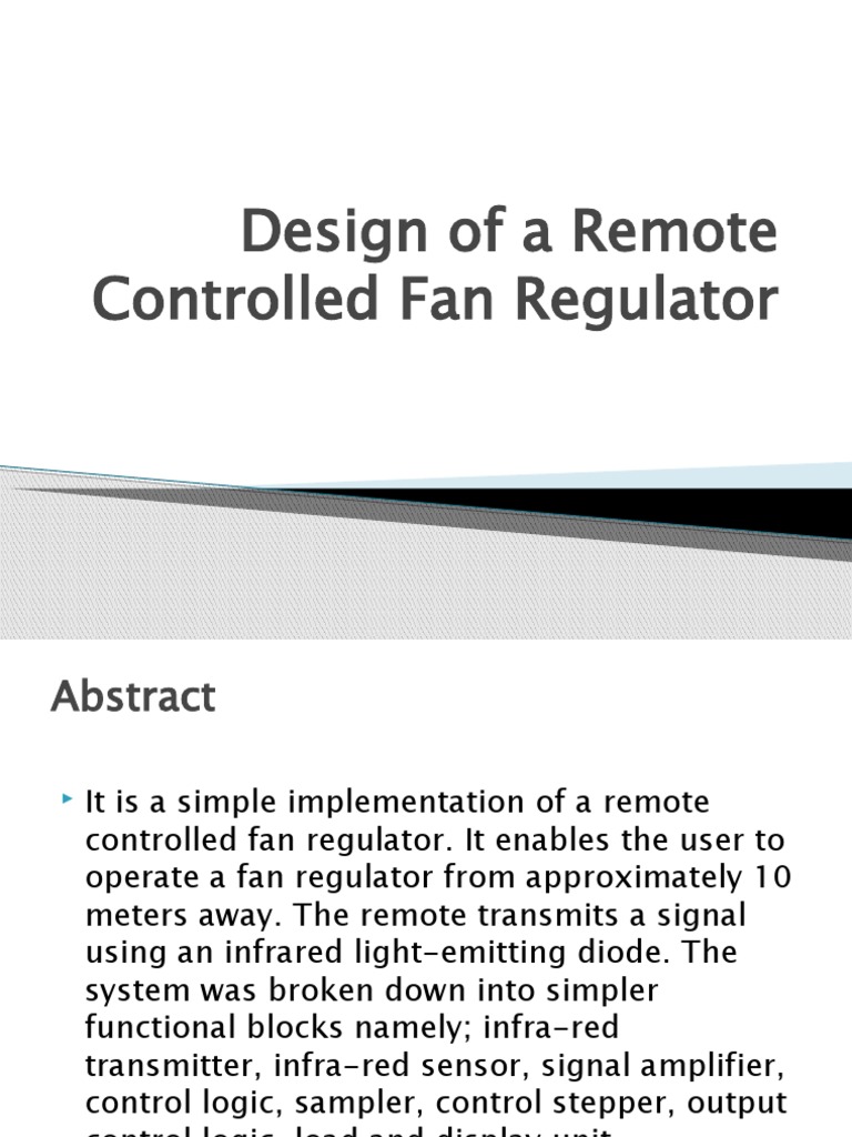 Remote Controlled Fan Regulator | PDF