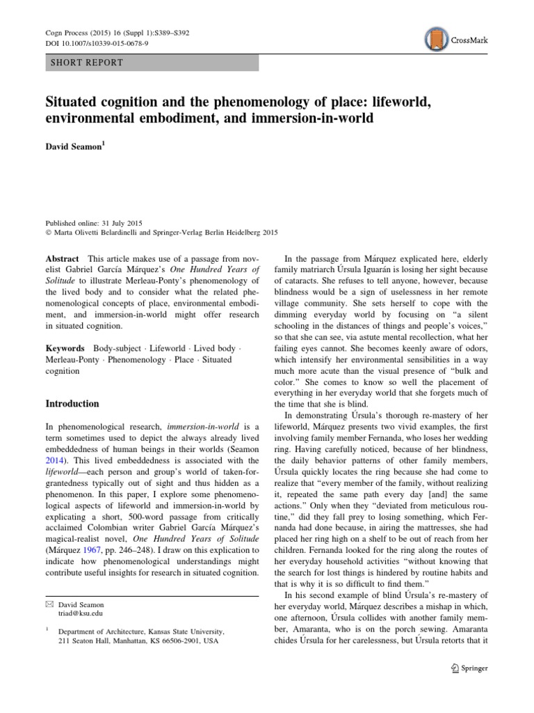 Seamon, David - Situated Cognition and The Phenomenology of Place ...