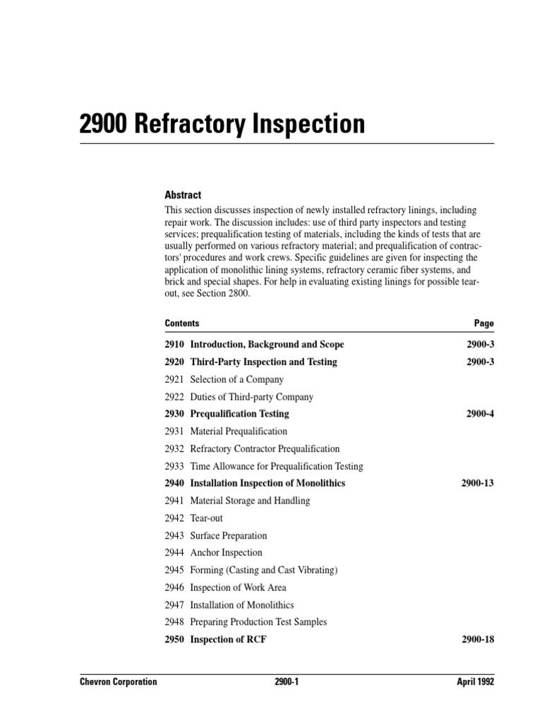 IRM2900 Refractory Inspection | Download Free PDF | Refractory ...