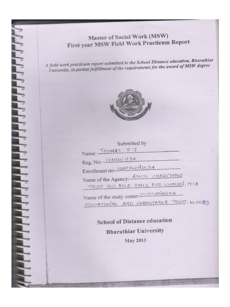 MSW Project Work Sample | PDF