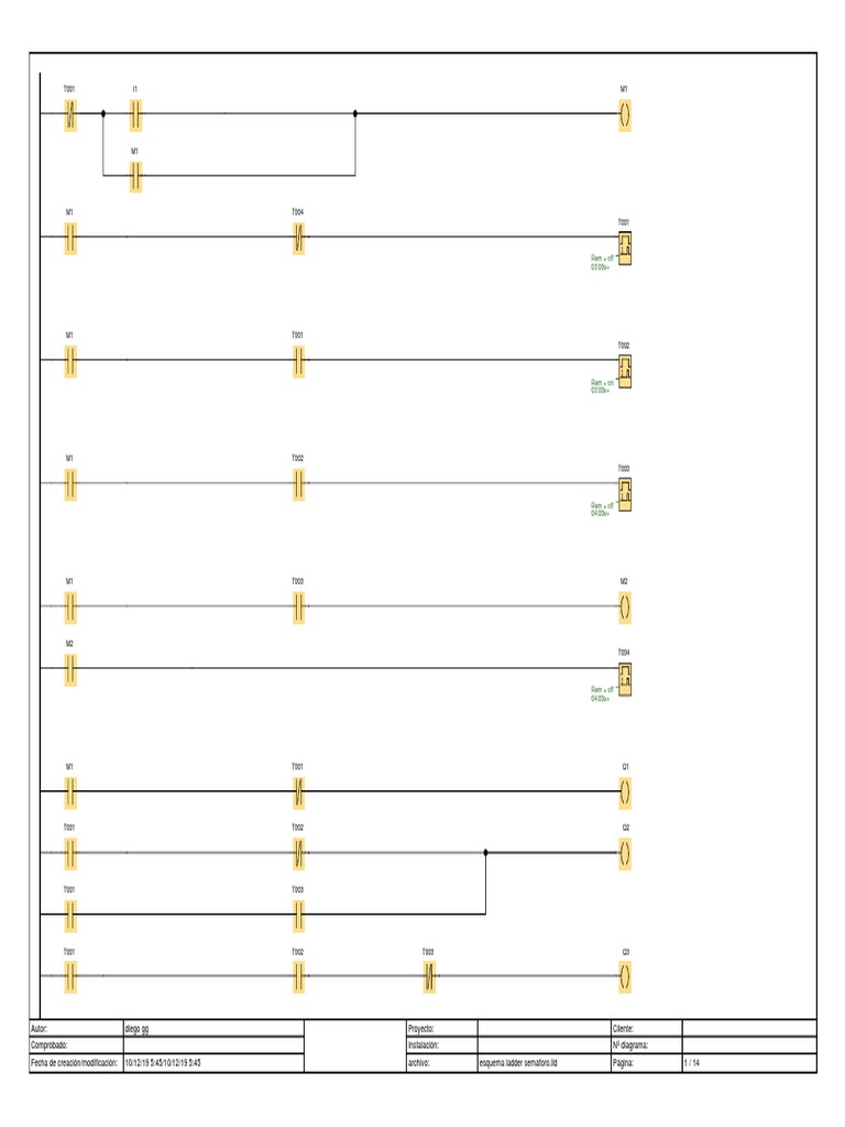 Diagrama Ladder de Semáforo PLC | PDF