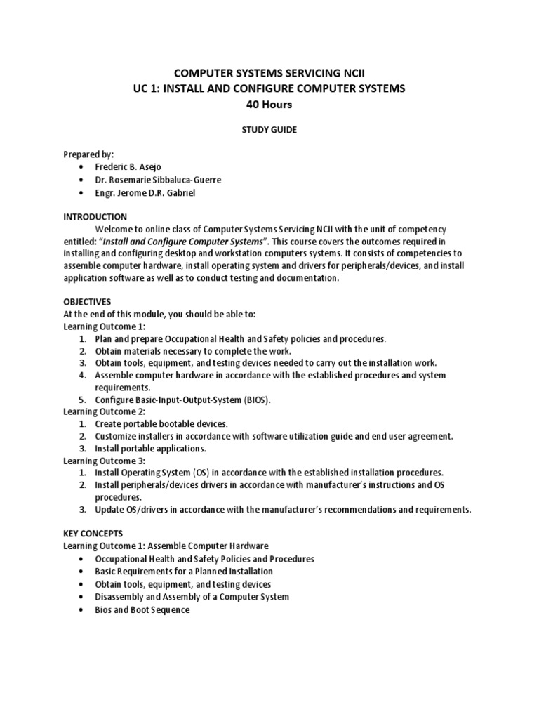 CSS UC1 Study Guide | PDF | Booting | Installation (Computer Programs)