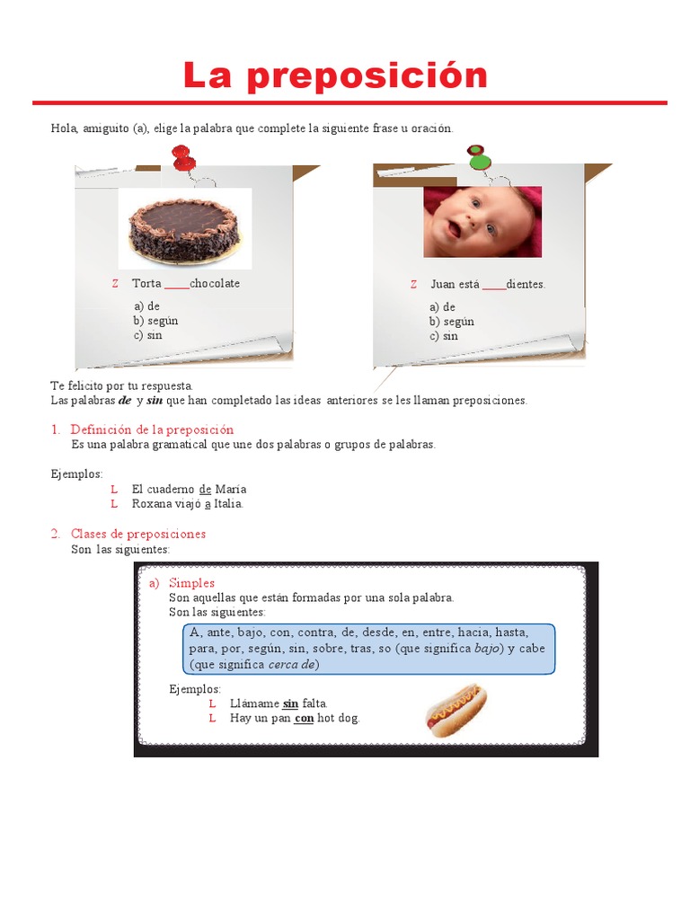 Las Preposiciones | PDF | Preposición y Postposición | Idiomas
