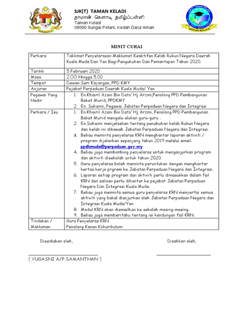 Contoh MINIT CURAI | PDF