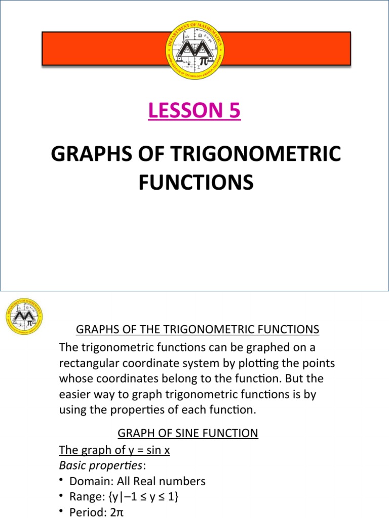 Math12-1 - Lesson 5 - Graphs of Trigonometric Functions | PDF ...