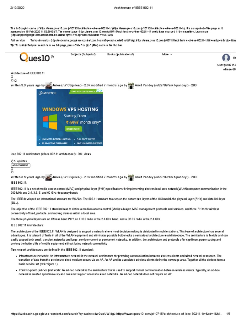 Architecture of IEEE 802.11 | Download Free PDF | Wireless Lan | Ieee ...