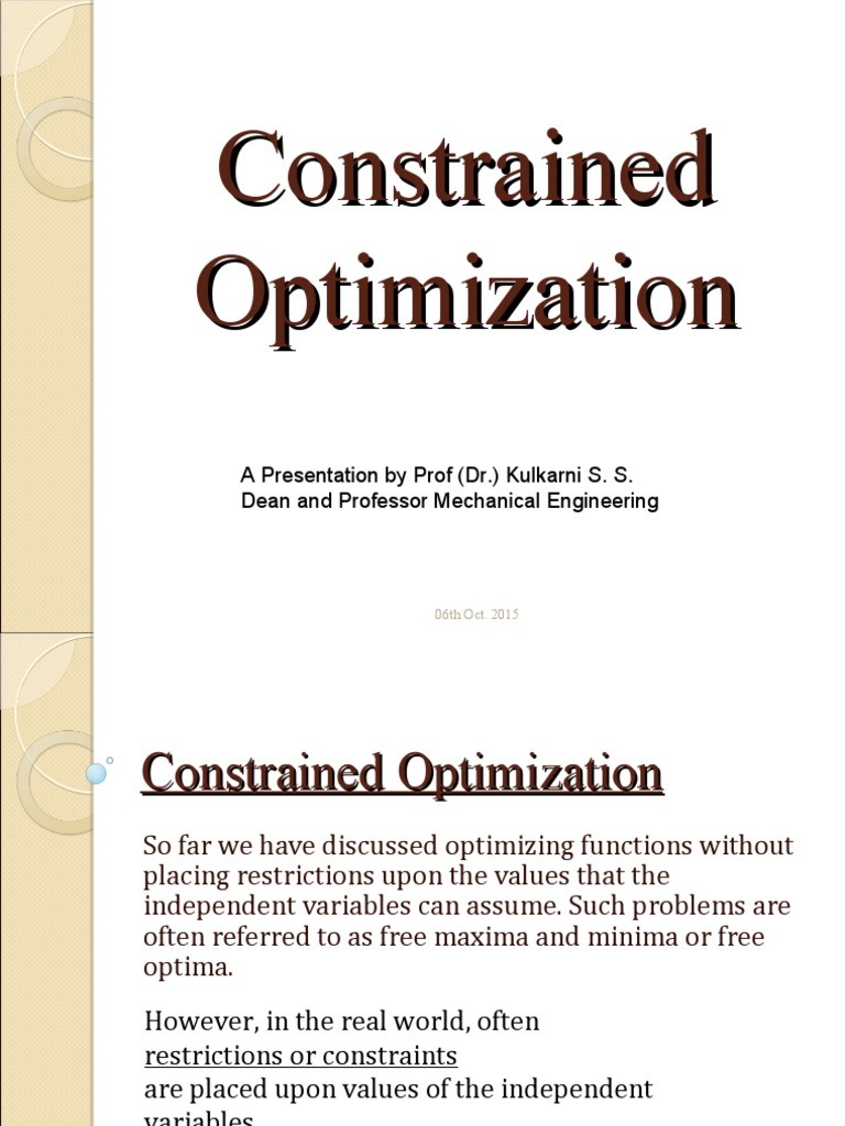 Lagrange Multiplier Presentation 06oct 15 | PDF | Mathematical ...