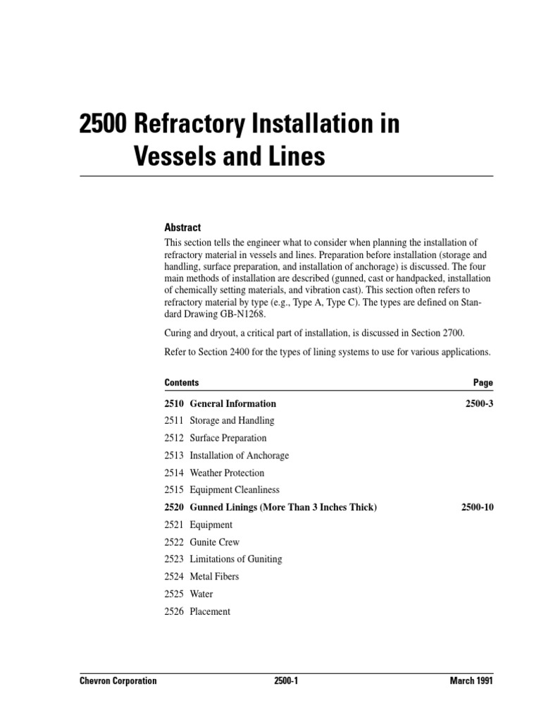 IRM2500 Refractory Installation in | PDF | Refractory | Concrete