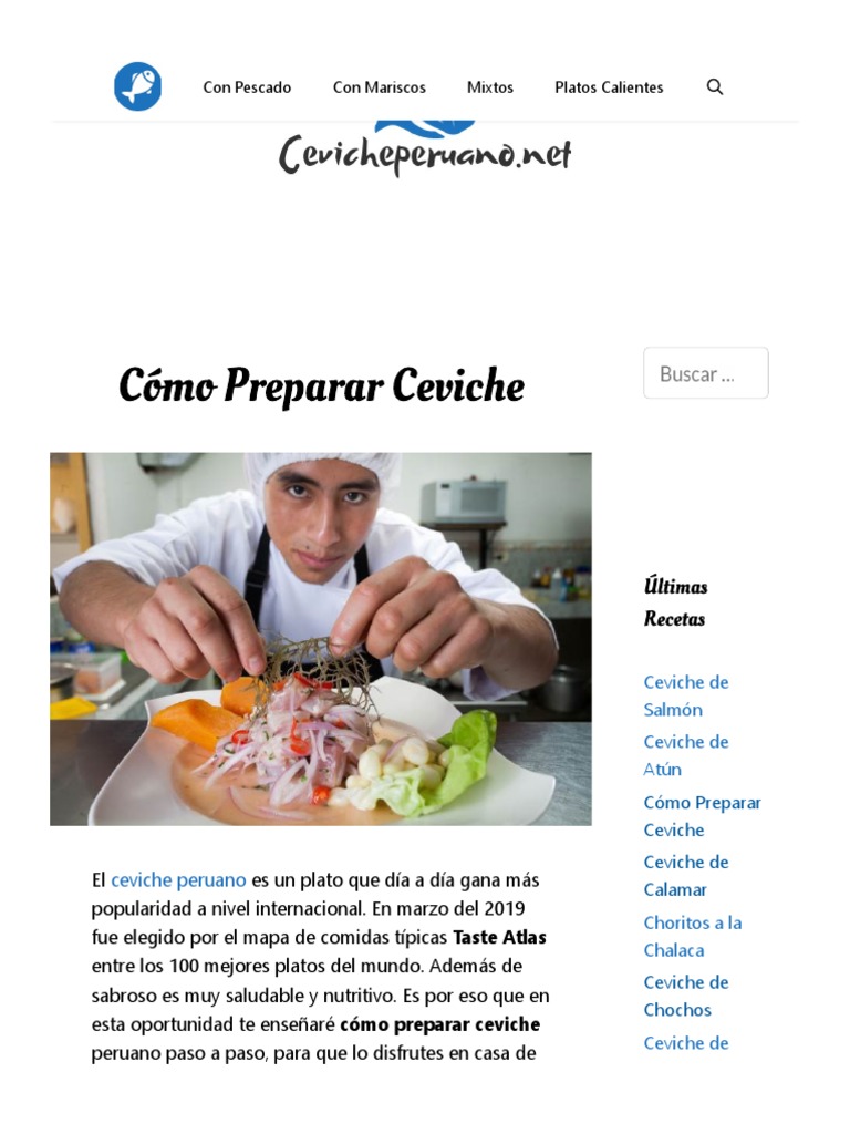 Ceviche Peruano | PDF | Cilantro | Pescado como alimento