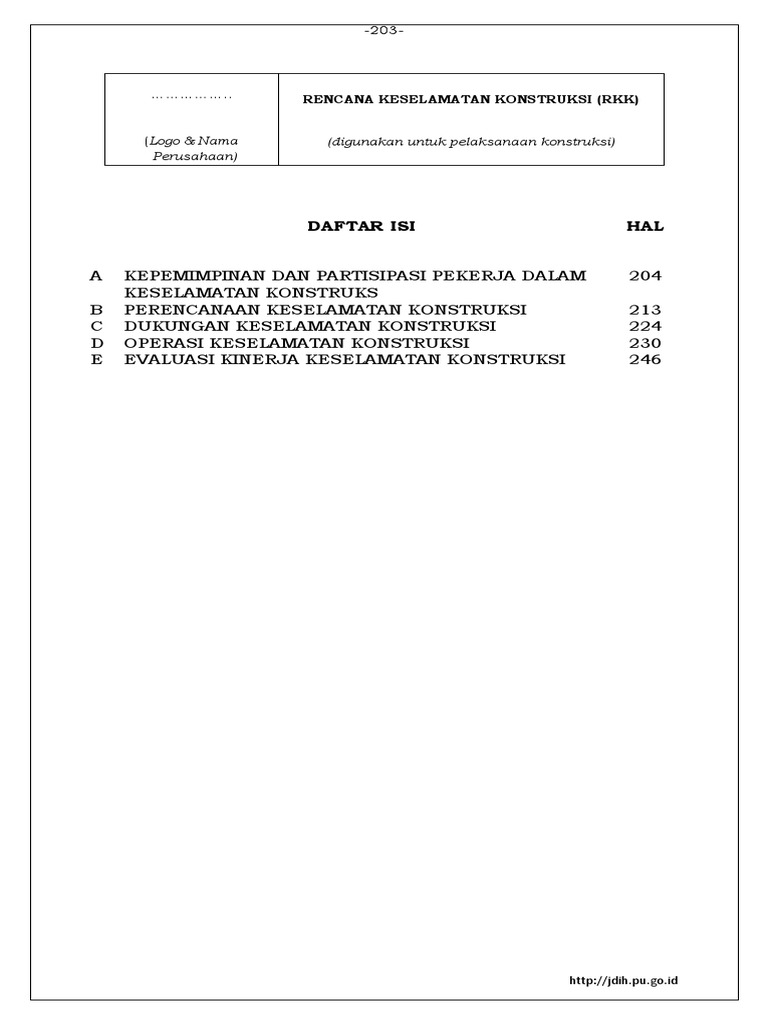 06 Sub Lampiran e Format RKK Penyedia Jasa Serta Format Penilaian RKK | PDF