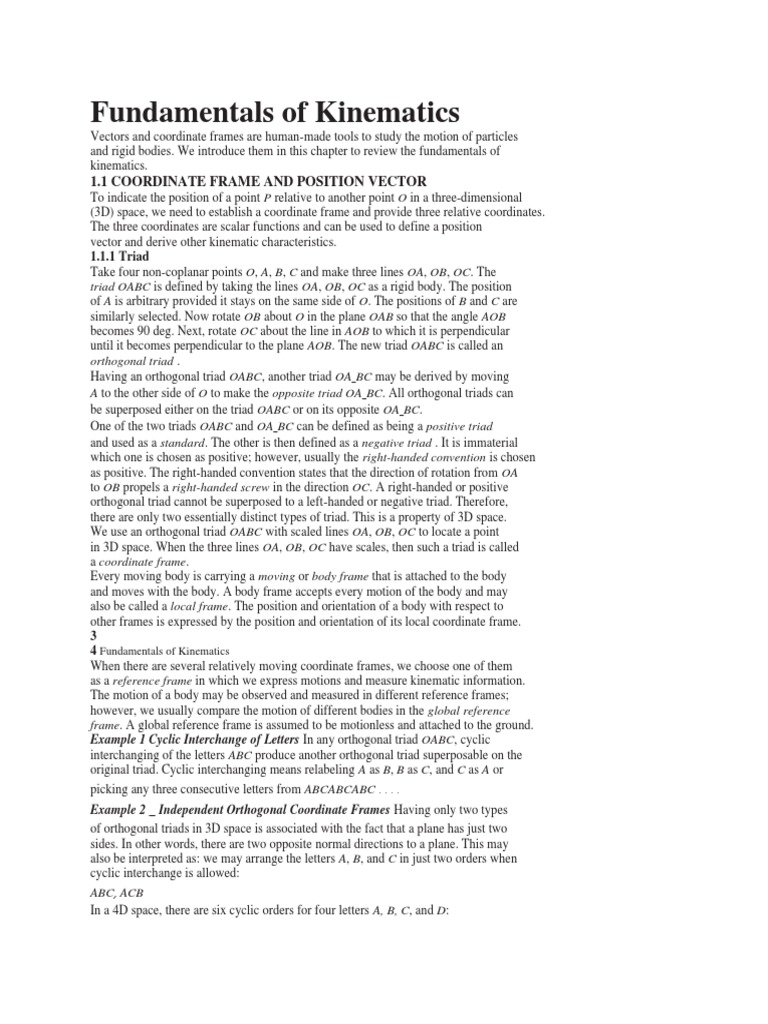 Kinematics: Coordinate Frames Explained | PDF | Kinematics | Euclidean ...