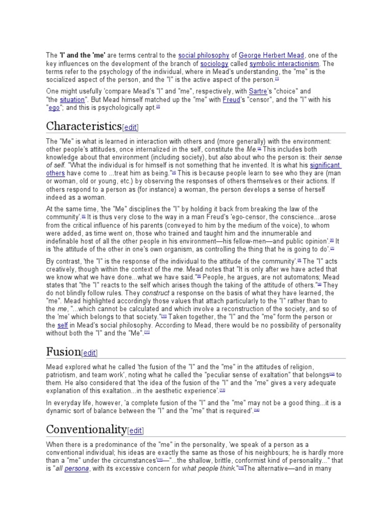 I and Me Theory | PDF | Psychological Concepts | Behavioural Sciences