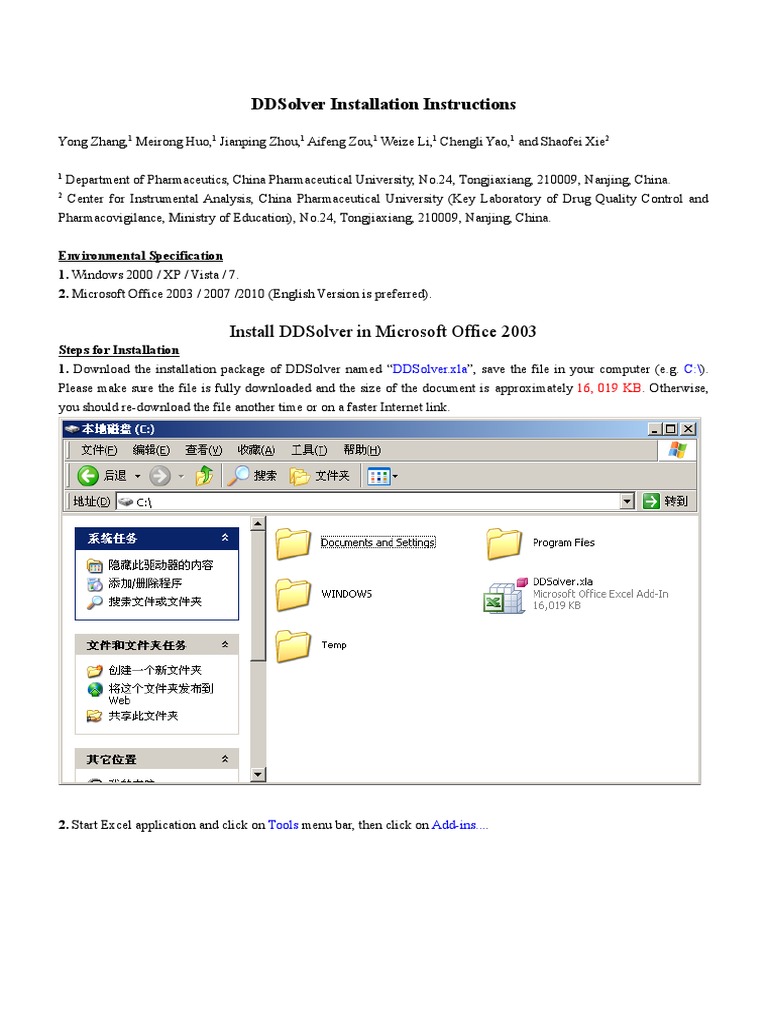 DDSolver Excel Add-In Installation Guide | PDF | Microsoft Excel ...