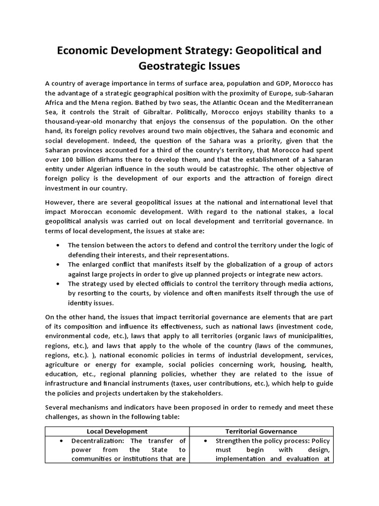 Morocco's Economic Development Strategy | PDF | Morocco | Governance
