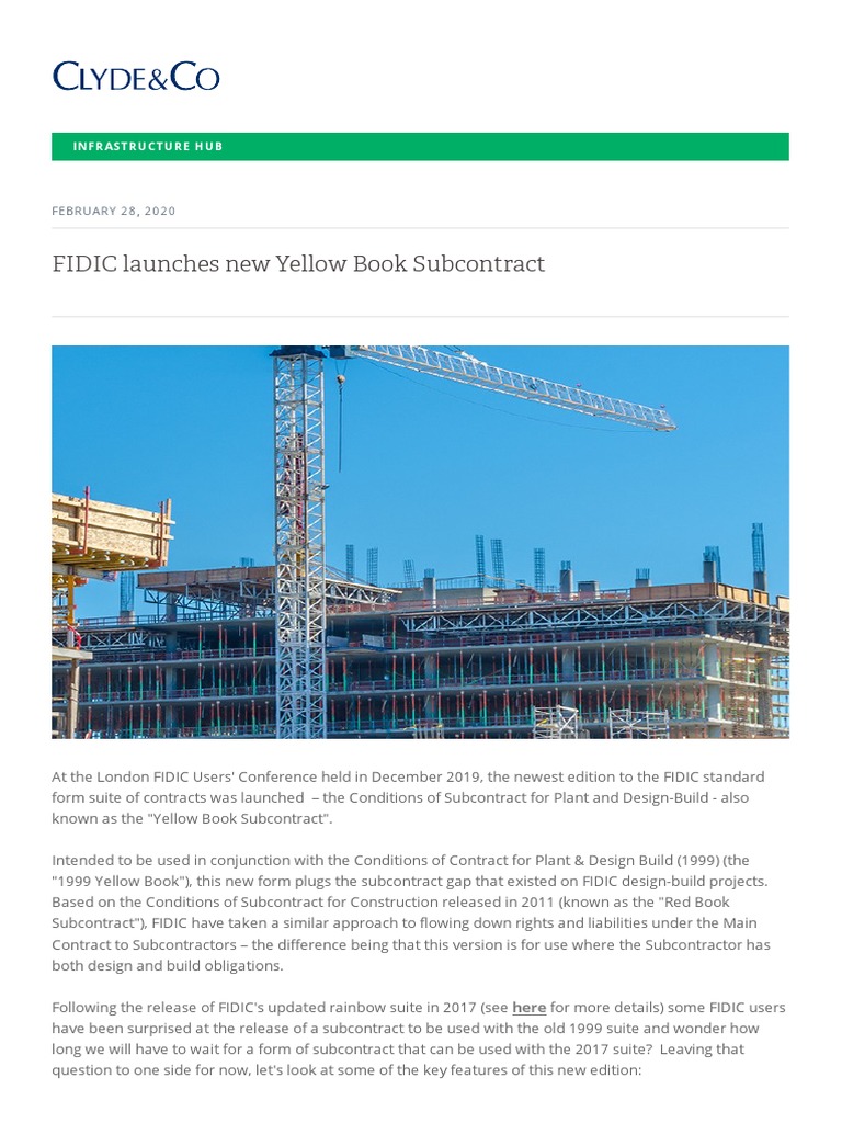 FIDIC Launches New Yellow Book Subcontract PDF | PDF | Subcontractor ...