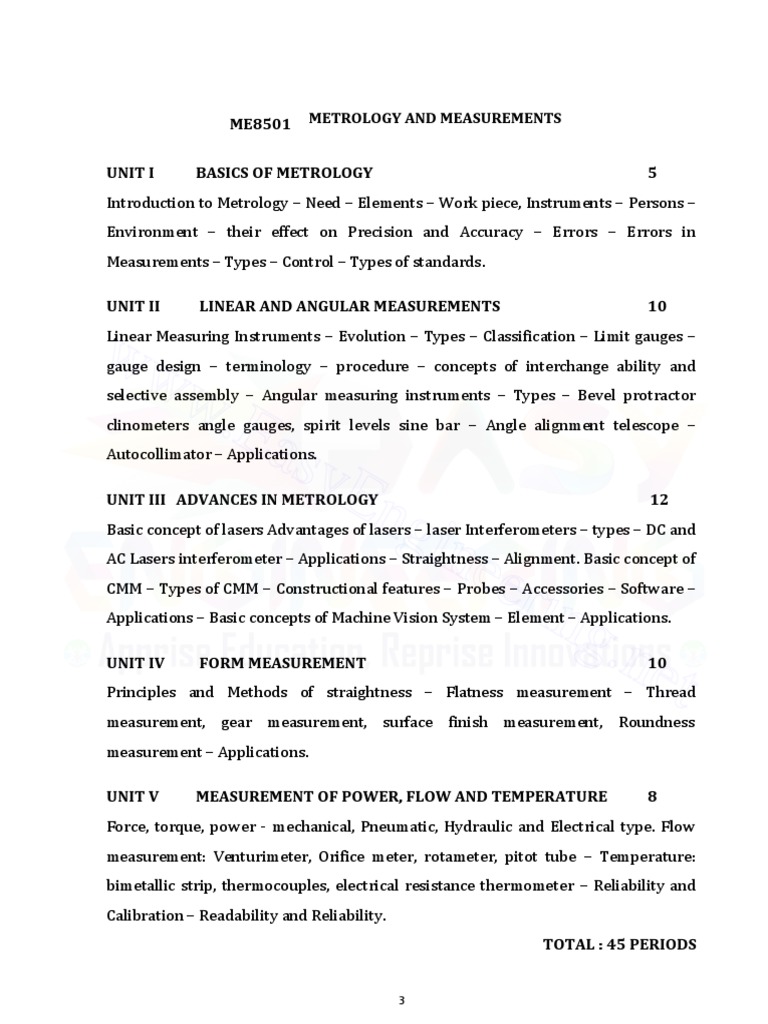 ME 8501 - Metrology and Measuremnt 2 Marks N 16 Marks | PDF | Accuracy ...