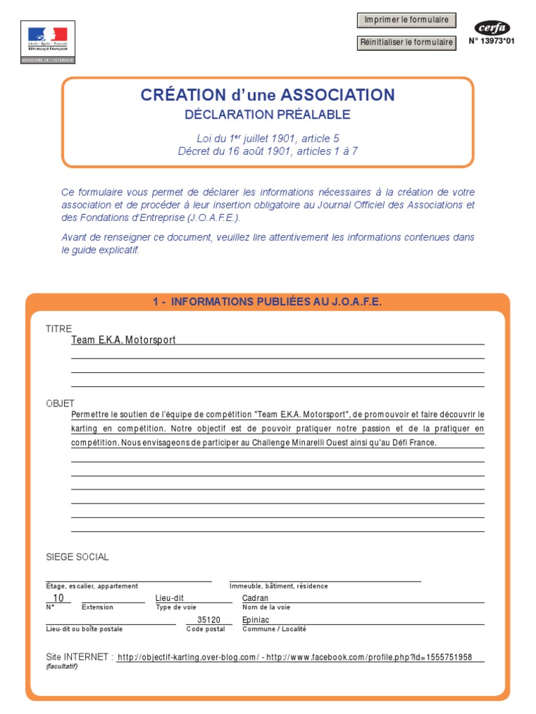 Création d'une association : guide Cerfa | PDF | Business