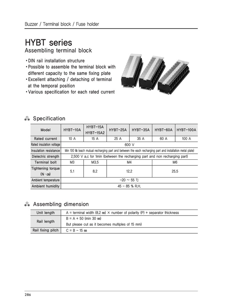 HYBT Series: Assembling Terminal Block | PDF | Switch | Insulator ...