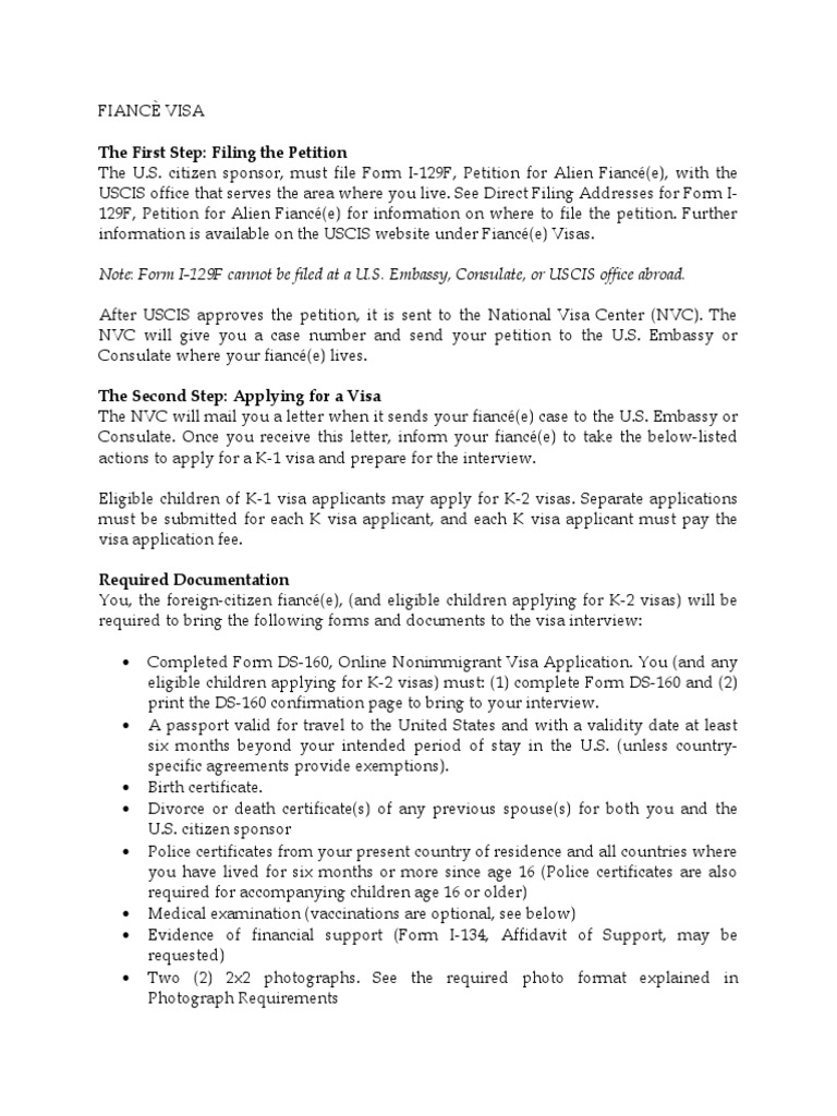 Apply for a K-1 Fiancé Visa | PDF | Travel Visa | Human Migration