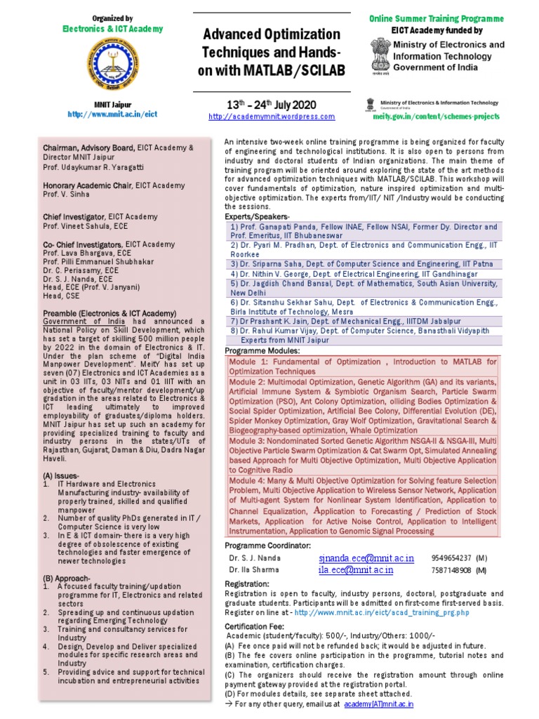 Brochure - AOT With MATLAB-SCILAB | PDF | Postgraduate Education ... Brochure - AOT With MATLAB-SCILAB | PDF | Postgraduate Education ...