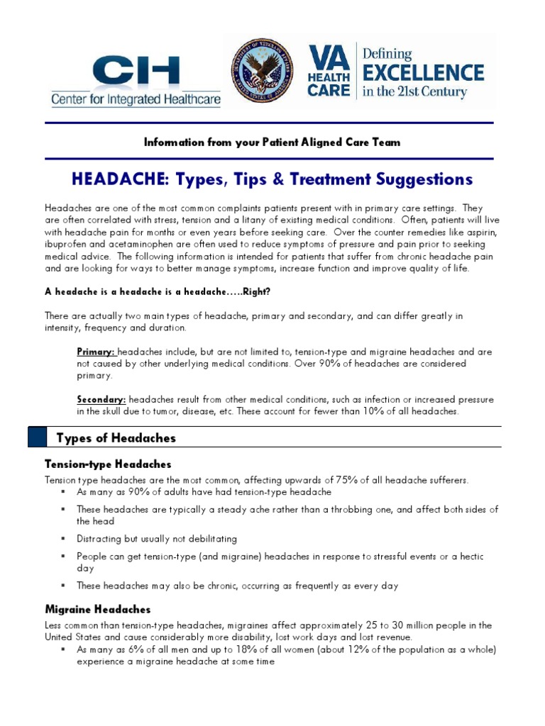Headaches Information For Patients Version 3 | PDF | Headache | Migraine